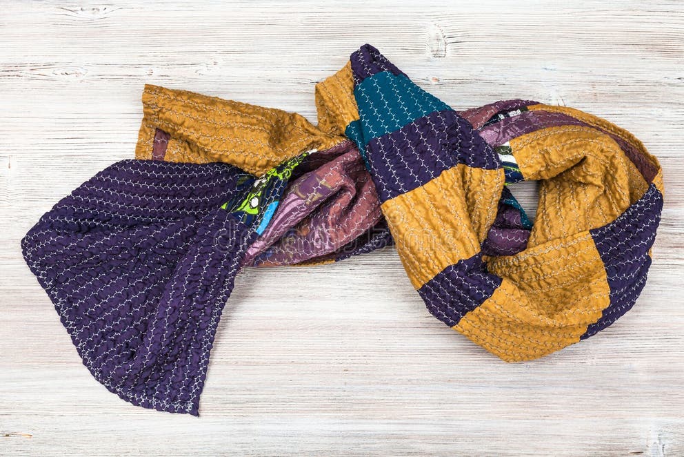 Knotted Stitched Silk Patchwork Scarf Stock Photo - Image of scarf ...