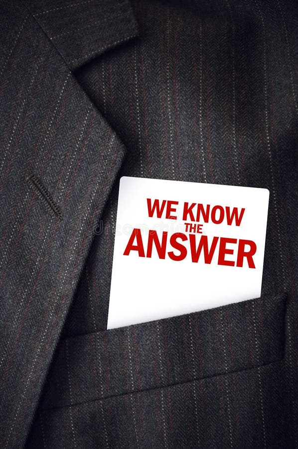 We Know the Answer Business Card in Suit Pocket Stock Photo - Image of ...
