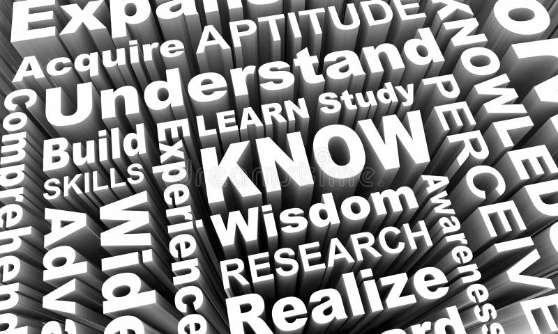 Know Learn Education Wisdom Knowledge Words 3d Render Illustration ...