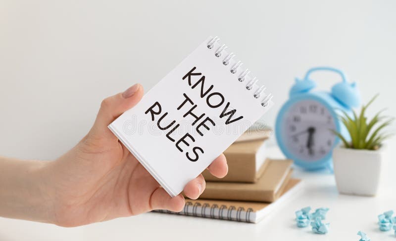 KNOW the RULES, Message on the Card Shown by a Woman Stock Image ...