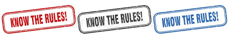 Know the Rules Square Isolated Sign Set. Know the Rules Stamp Stock ...