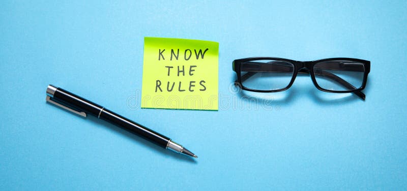 Know the Rules on Sticky Note on the Blue Background Stock Photo ...