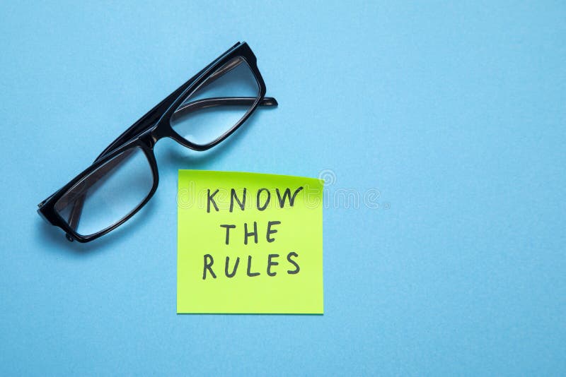 Know the Rules on Sticky Note on the Blue Background Stock Photo ...