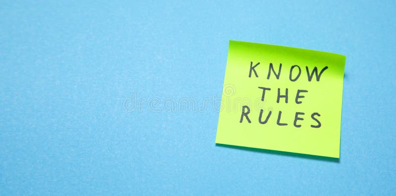 Know the Rules on Sticky Note on the Blue Background Stock Image ...