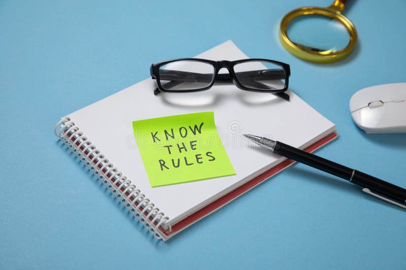 Know the Rules on Sticky Note on the Blue Background Stock Photo ...