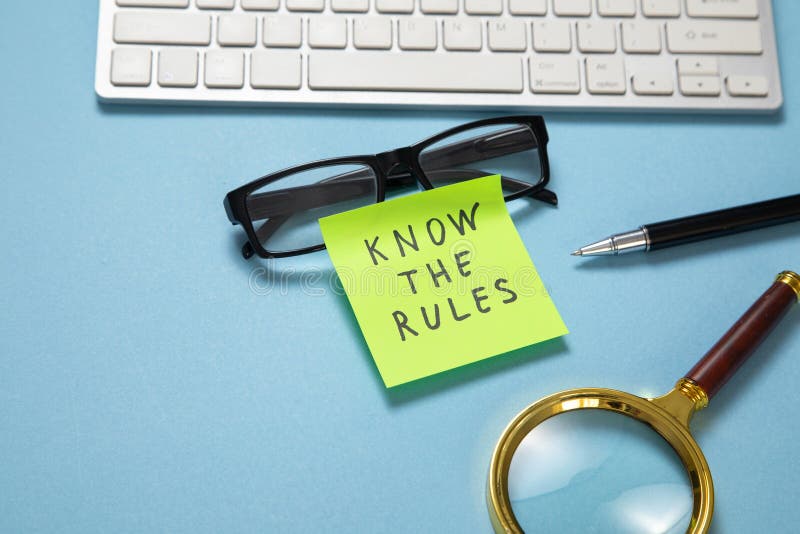 Know the Rules on Sticky Note on the Blue Background Stock Photo ...