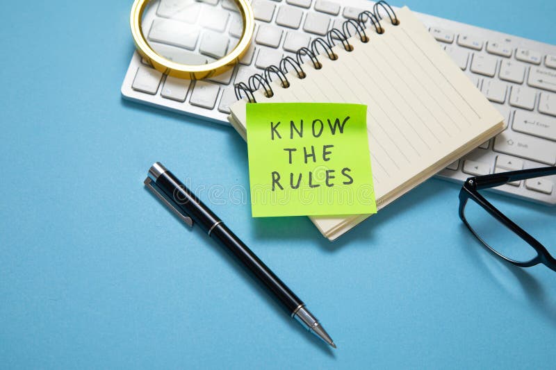 Know the Rules on Sticky Note on the Blue Background Stock Photo ...