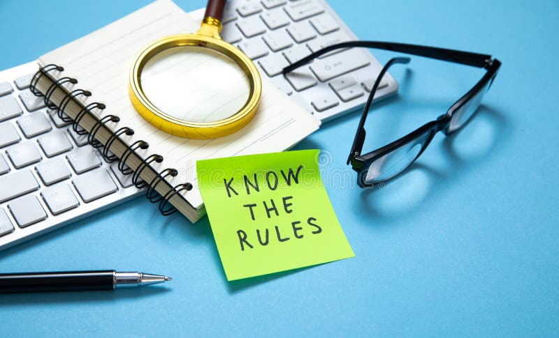 Know the Rules on Sticky Note on the Blue Background Stock Photo ...