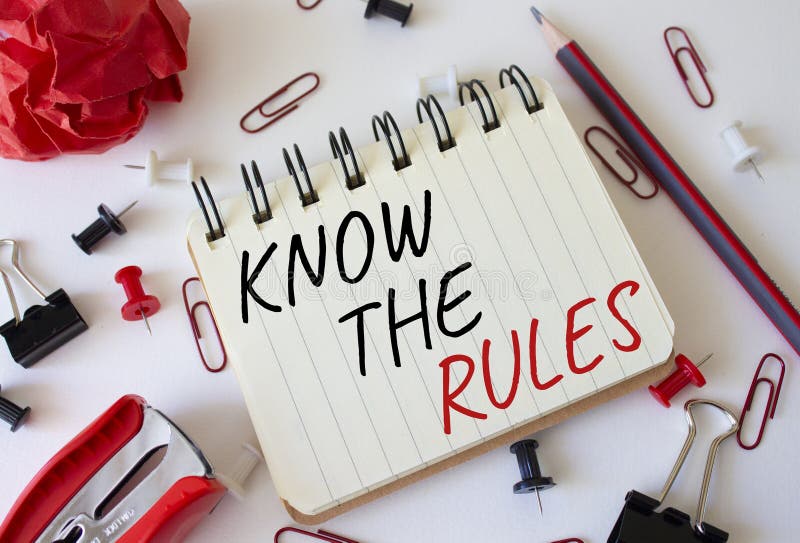 Know the Rules Symbol. Yellow Steaky Note with Paper Clips with Words ...