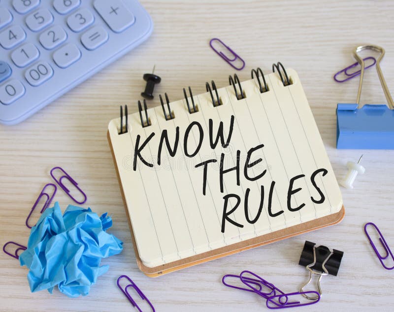 Know the Rules Symbol. Yellow Steaky Note with Paper Clips with Words ...