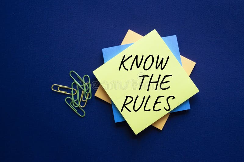 Know the Rules Symbol. Yellow Steaky Note with Words Know the Rules ...