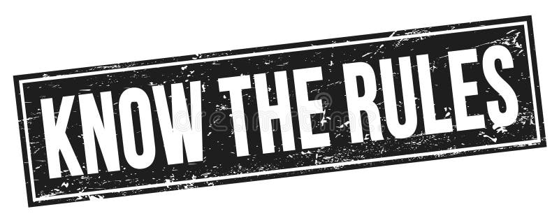 KNOW the RULES Text on Black Grungy Rectangle Stamp Stock Illustration ...