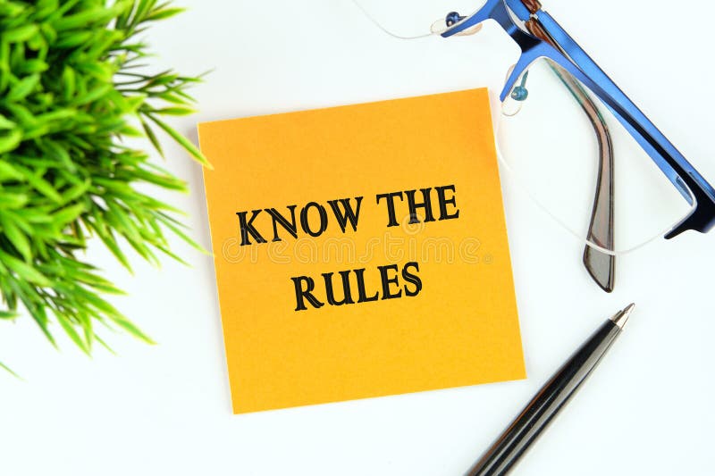 Know the Rules Text on an Orange Sticker on a White Background Stock ...