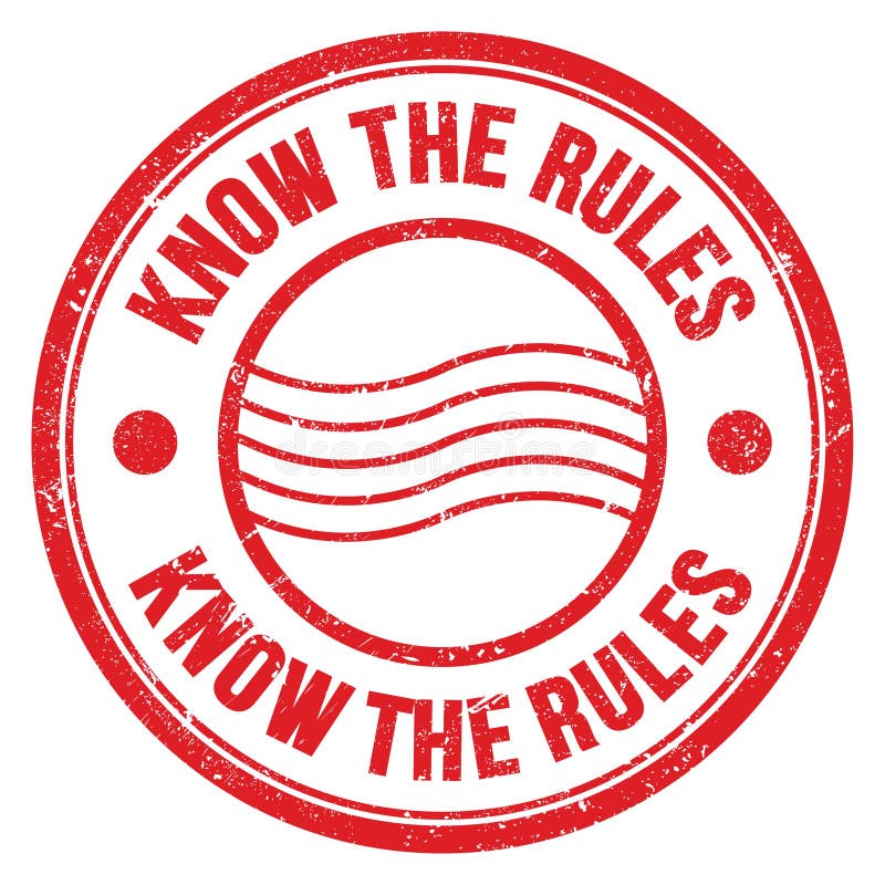 KNOW the RULES Text Written on Red Round Postal Stamp Sign Stock ...