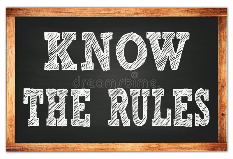 KNOW the RULES Words on Black Wooden Frame School Blackboard Stock ...