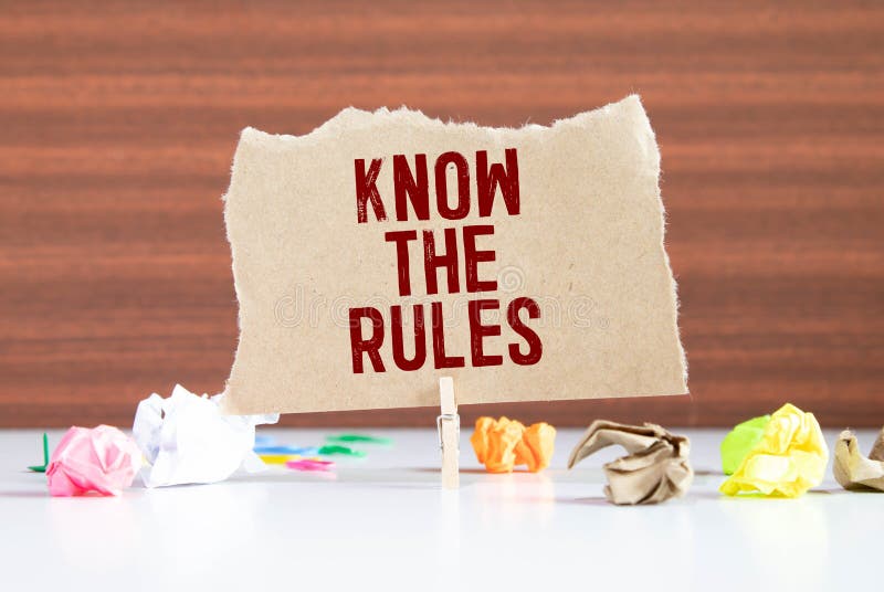 Know the Rules Written on Yellow Sticky Note with Red Marker Stock ...