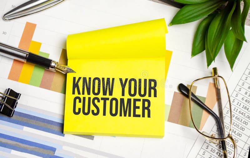 Know Your Customer Text on the Yellow Paper with Pen and Glasses Stock ...