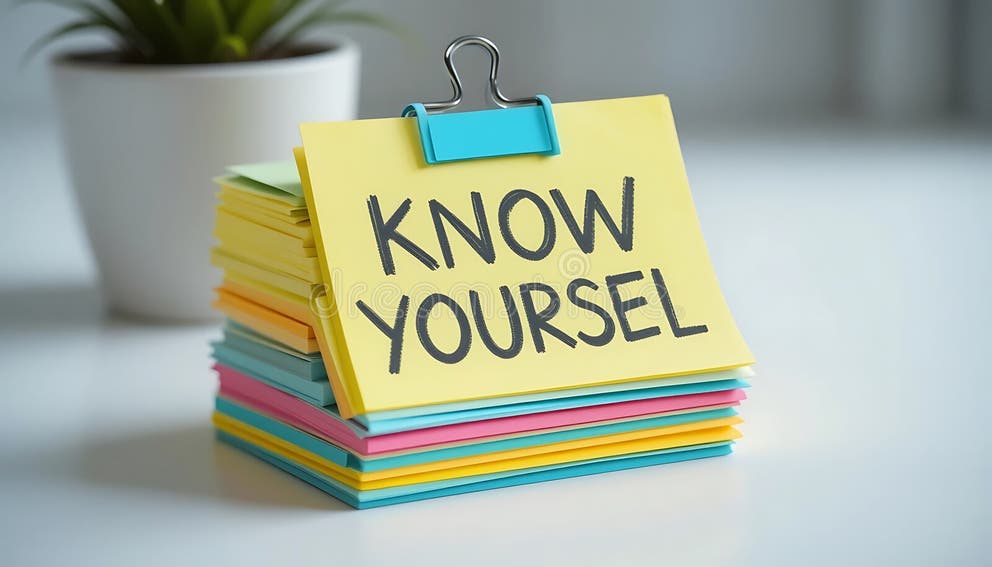 Know Yourself: Motivational Message on Colorful Sticky Notes Stock ...