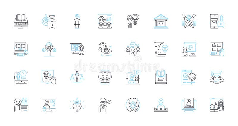 Knowledge Acquisition Linear Icons Set. Learning, Cognition, Education ...