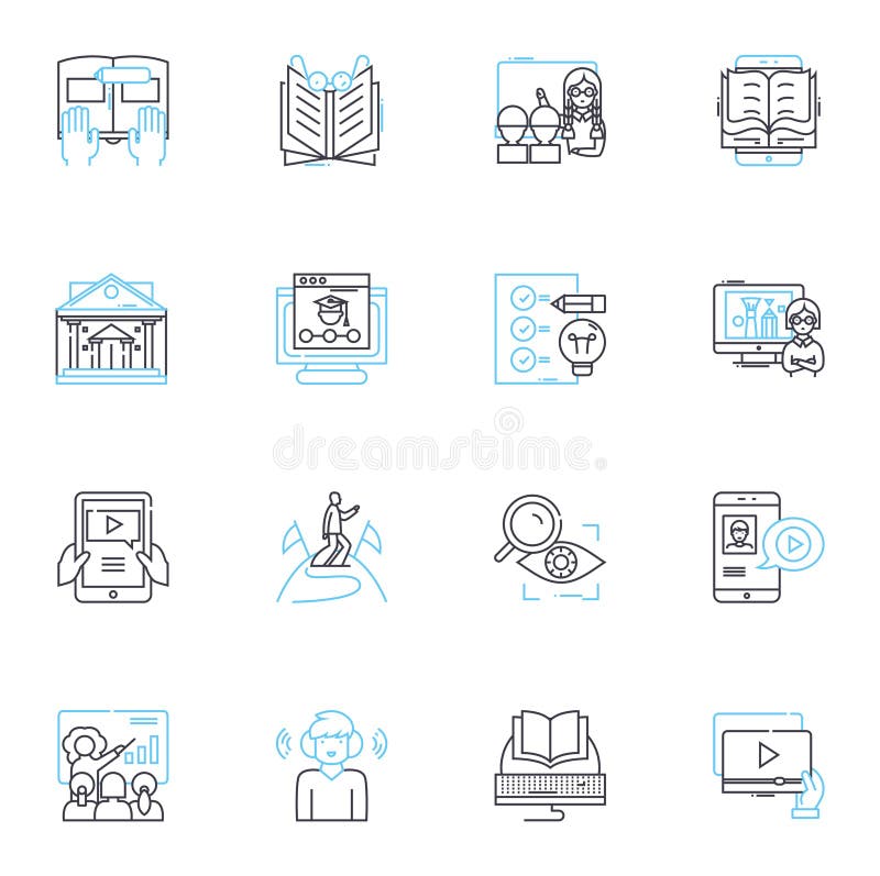 Knowledge Acquisition Linear Icons Set. Learning, Cognition, Education ...