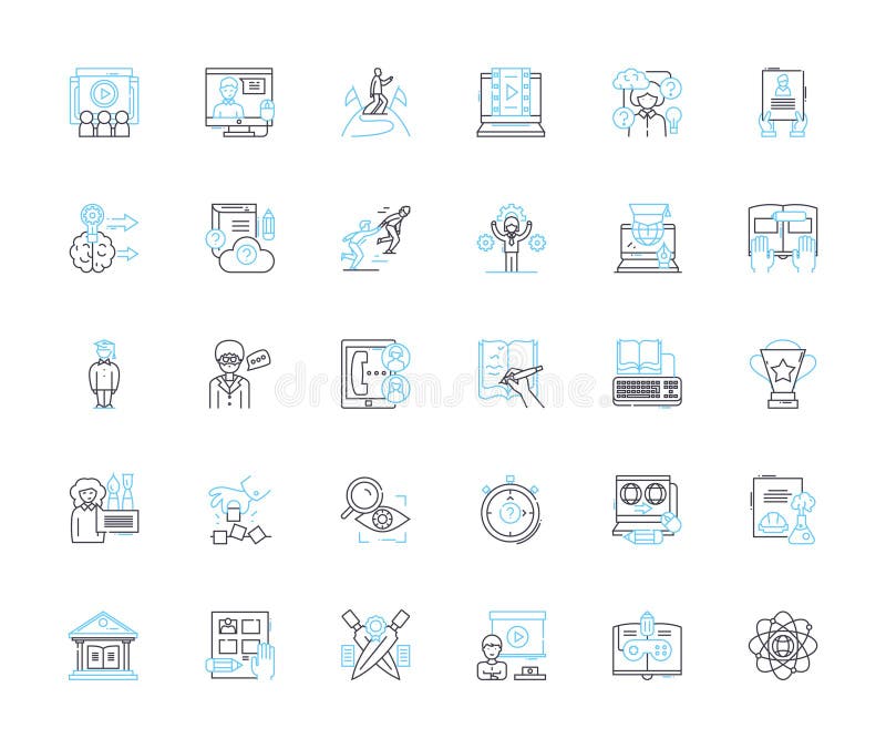 Knowledge Acquisition Linear Icons Set. Learning, Cognition, Education ...