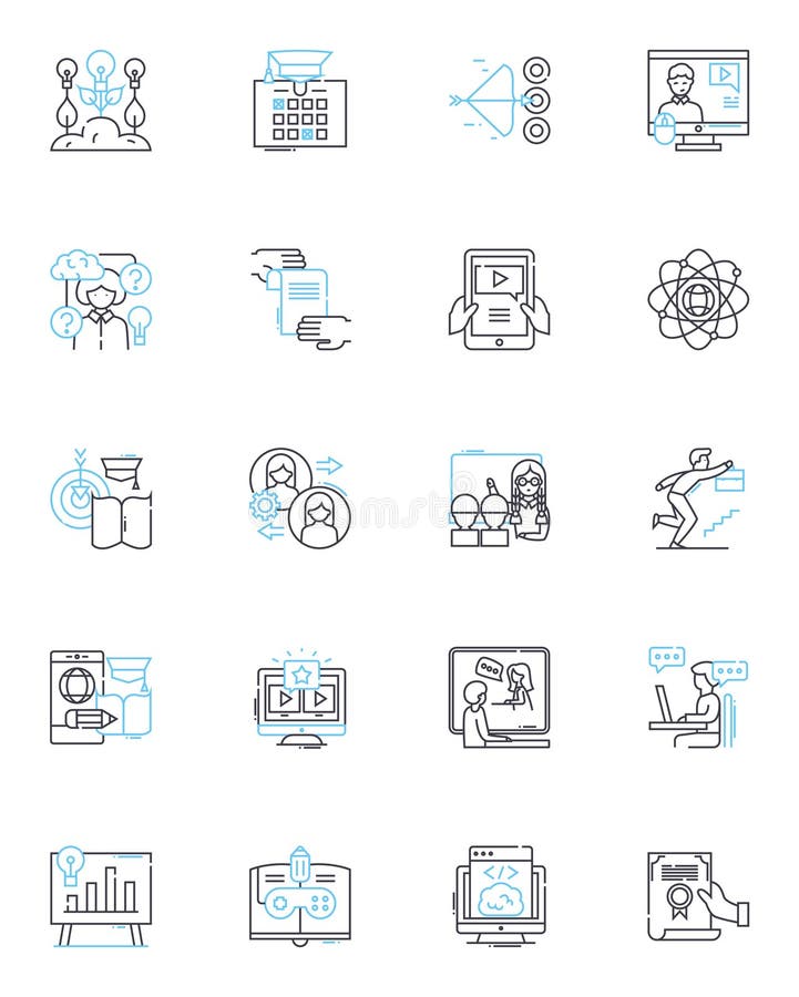 Knowledge Acquisition Linear Icons Set. Learning, Comprehension ...