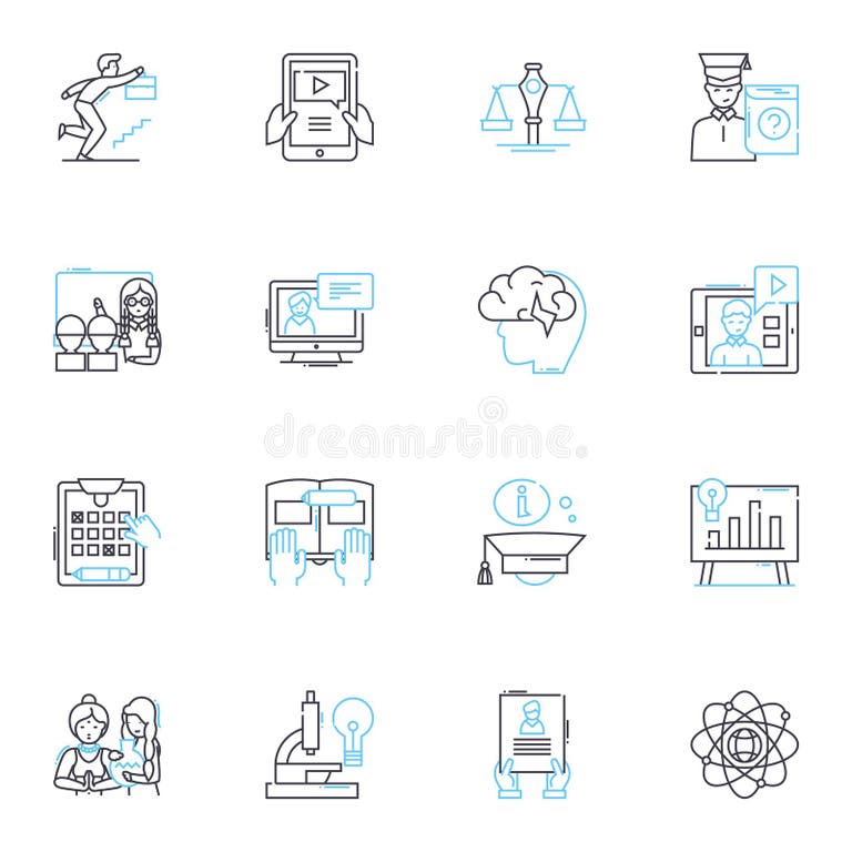 Knowledge Acquisition Linear Icons Set. Learning, Comprehension ...