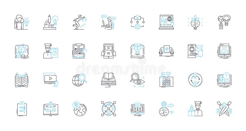 Knowledge Acquisition Linear Icons Set. Learning, Comprehension ...