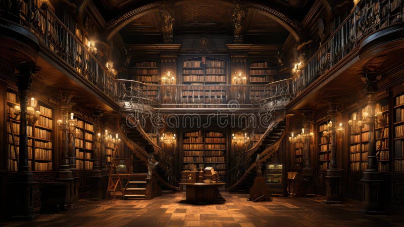 Knowledge ancient library stock illustration. Illustration of texts ...