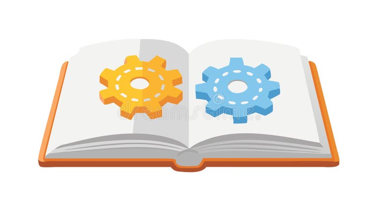 Knowledge Automation Book, Learning and Technical Education, Vector ...