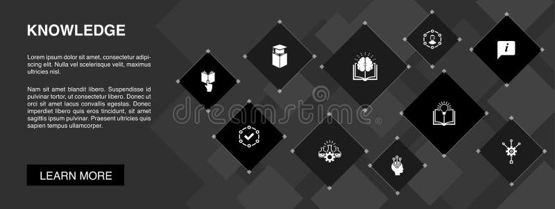 Knowledge Banner 10 Icons Concept Stock Vector - Illustration of book ...