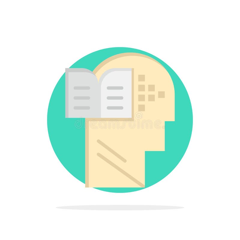 Knowledge, Book, Head, Mind Abstract Circle Background Flat Color Icon ...