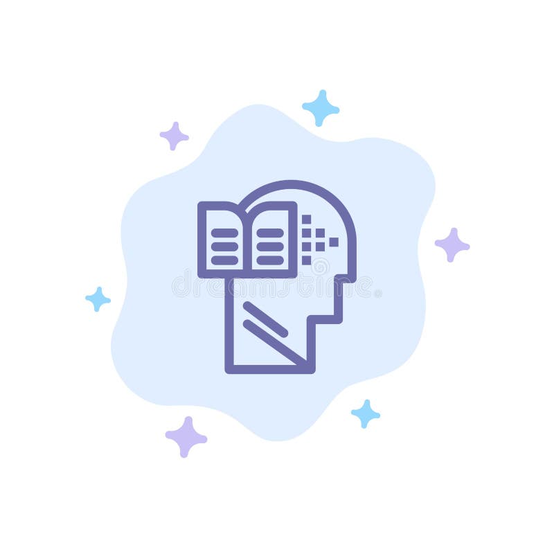 Knowledge, Book, Head, Mind Blue Icon on Abstract Cloud Background ...