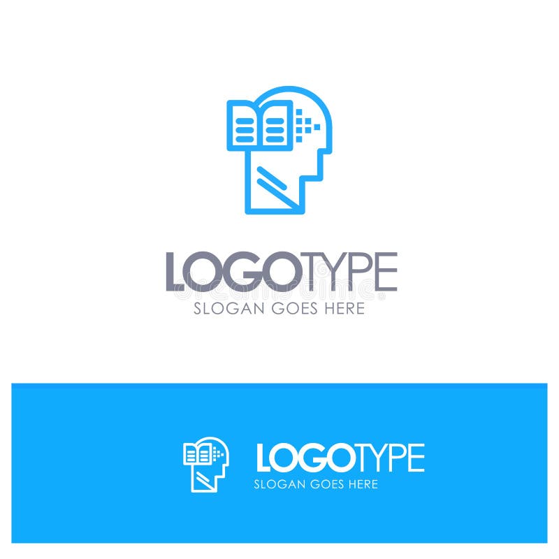 Knowledge, Book, Head, Mind Blue Outline Logo Place for Tagline Stock ...