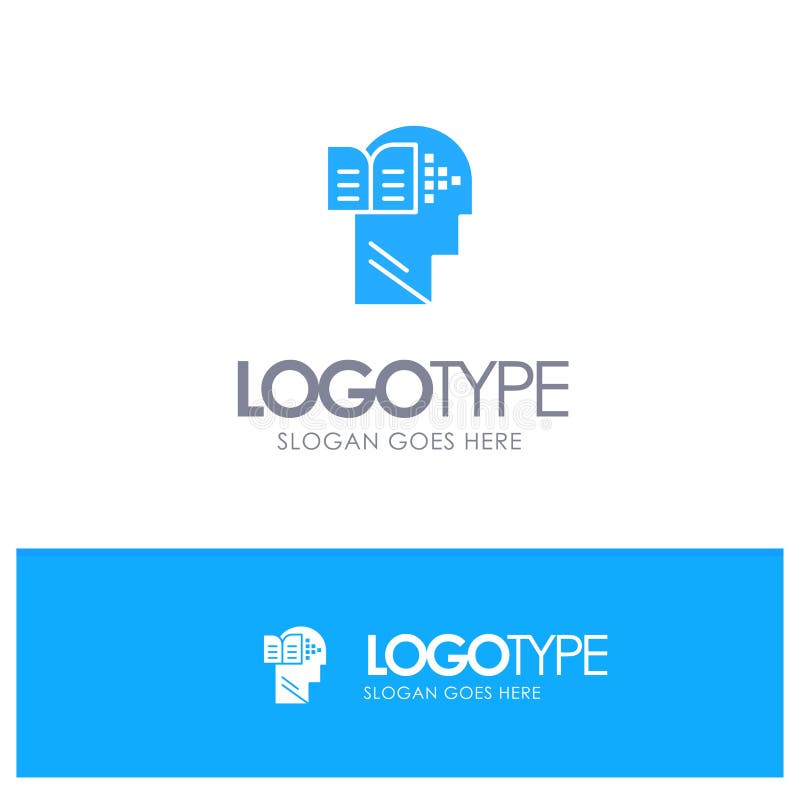 Knowledge, Book, Head, Mind Blue Solid Logo with Place for Tagline ...