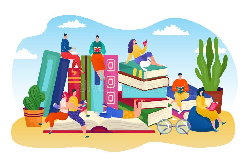 Knowledge in Book, Person Character Study Concept Vector Illustration ...