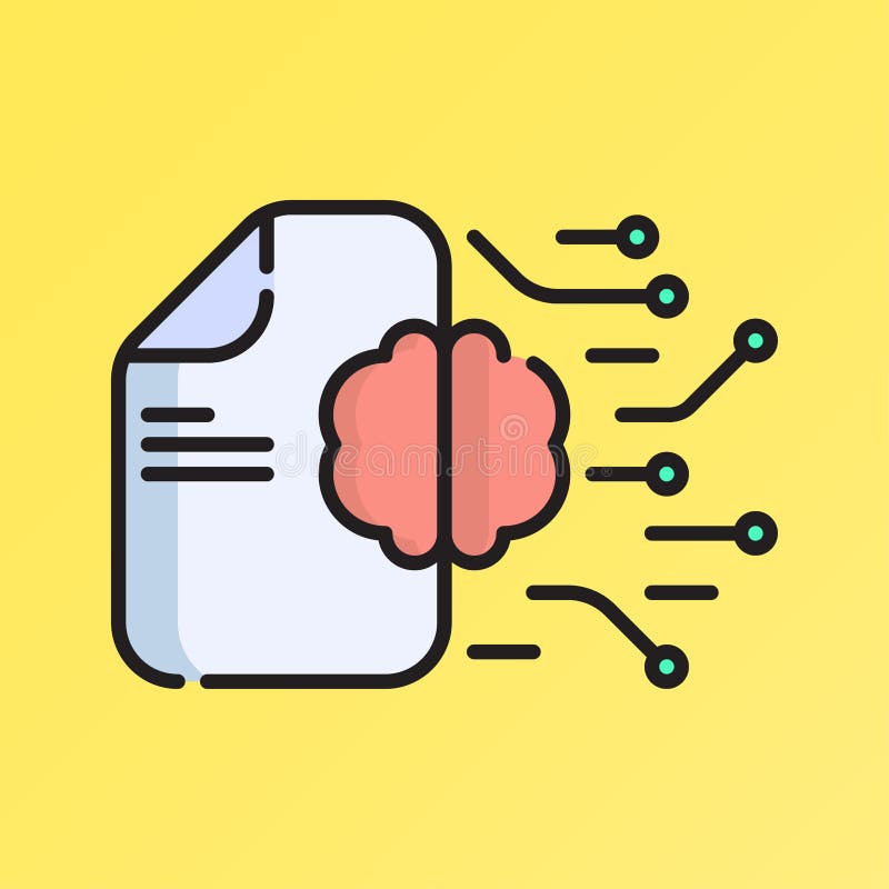 Knowledge Brain Icon Vector Illustration. Flat Outline Cartoon ...