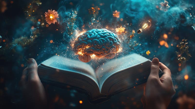 Knowledge Bridge: Hovering Brain Over an Open Book, Emphasizing How ...