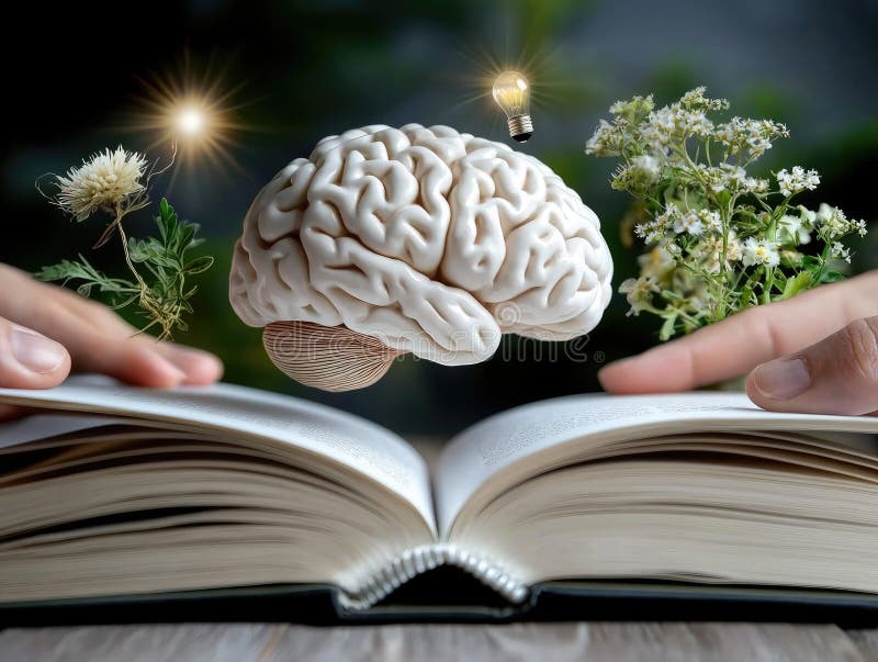 Knowledge Bridge: Hovering Brain Over an Open Book, Emphasizing How Teaching, Reading, Learning ...