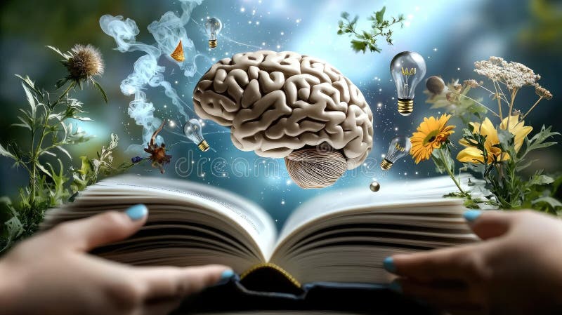 Knowledge Bridge: Hovering Brain Over an Open Book, Emphasizing How ...
