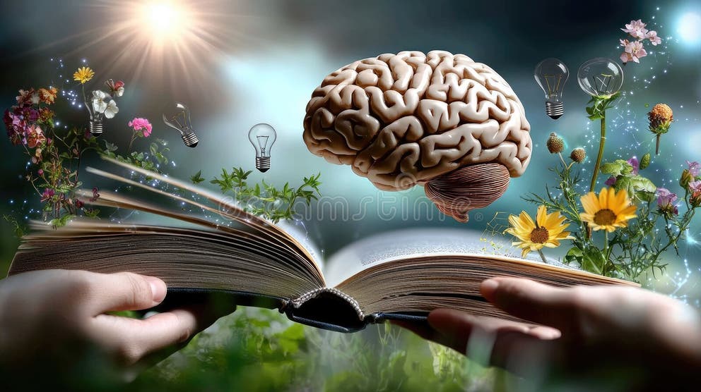 Knowledge Bridge: Hovering Brain Over an Open Book, Emphasizing How ...