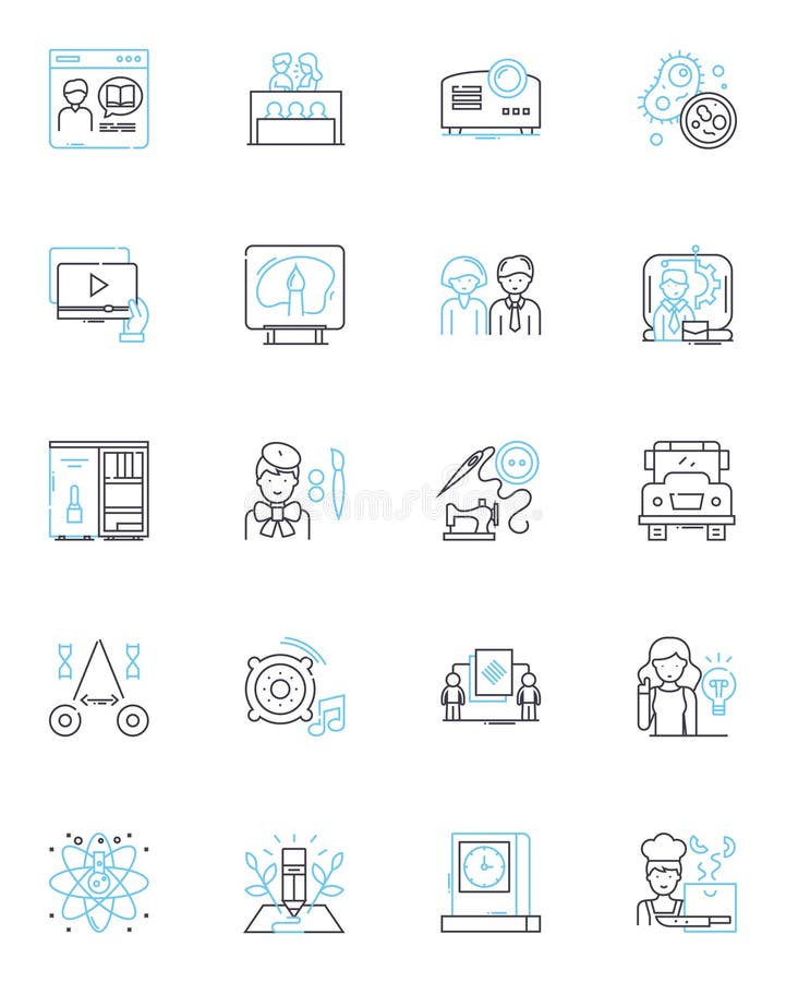 Knowledge Building Linear Icons Set. Collaboration, Research, Learning ...