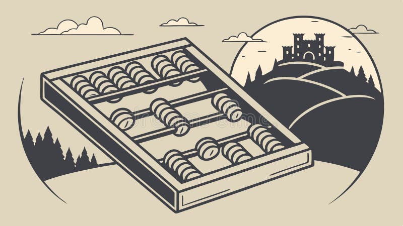 Knowledge Calculation Abacus with Books Castle, Vector Design ...