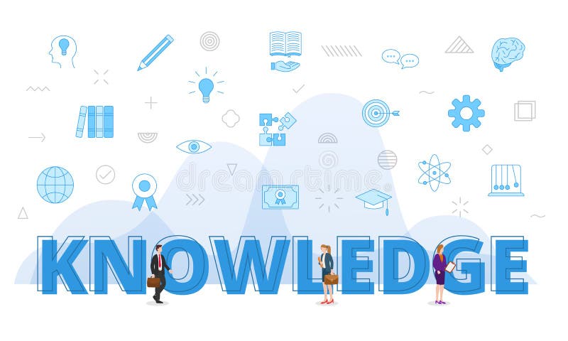 Knowledge Concept with Big Words and People Surrounded by Related Icon ...
