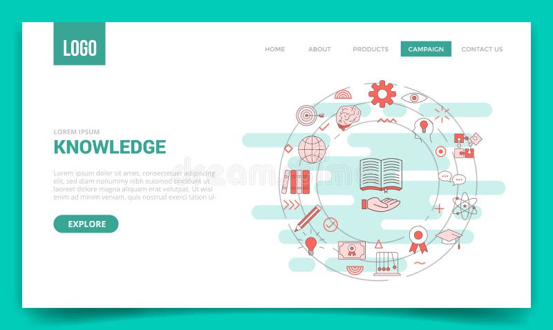 Knowledge Concept with Circle Icon for Website Template or Landing Page ...
