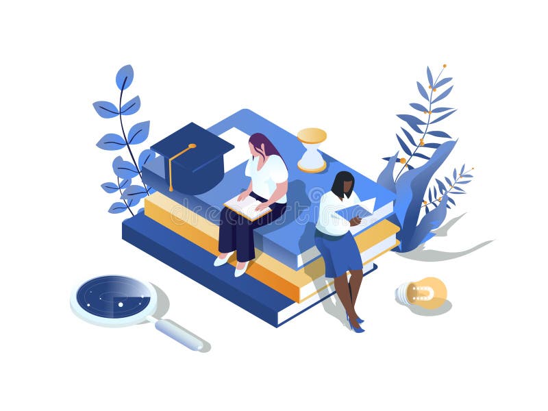 Knowledge Concept 3d Isometric Web Scene. Vector Illustration Stock ...