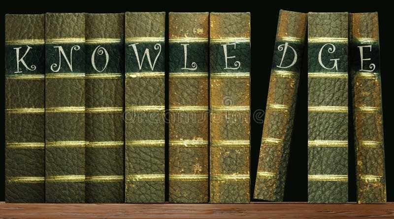 Old Books with Knowledge Description. Knowledge and Wisdom Concept ...