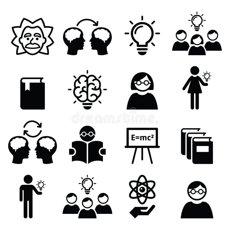 Knowledge, Creative Thinking, Ideas Icons Set Stock Illustration ...