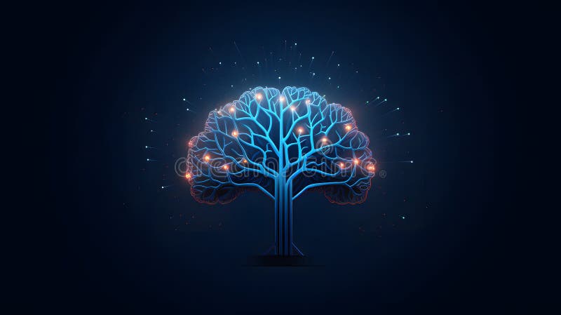 Knowledge in the Digital Age the Futuristic Tree Stock Illustration ...
