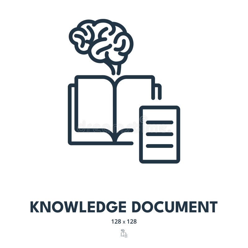 Knowledge Document Icon. Brain, Education, Book. Editable Stroke ...